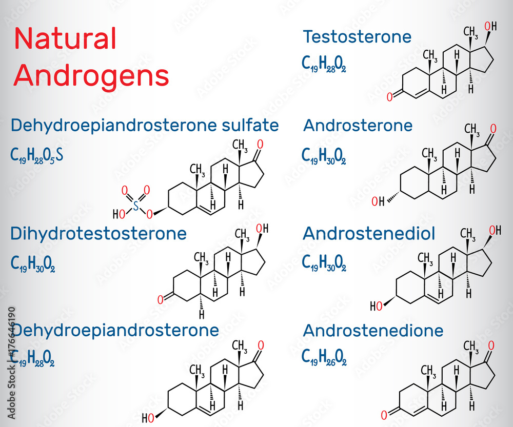 Natural androgens (steroid hormone) - structural chemical formula and ...
