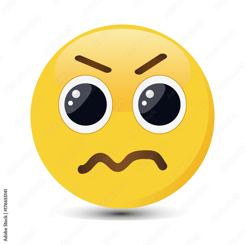 Angry emoticon in trandy flat style. Evil emoji vector illustration ...