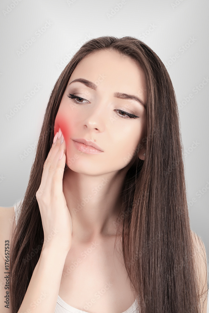Fotografia do Stock: Teeth Problem. Woman Feeling Tooth Pain. Closeup ...