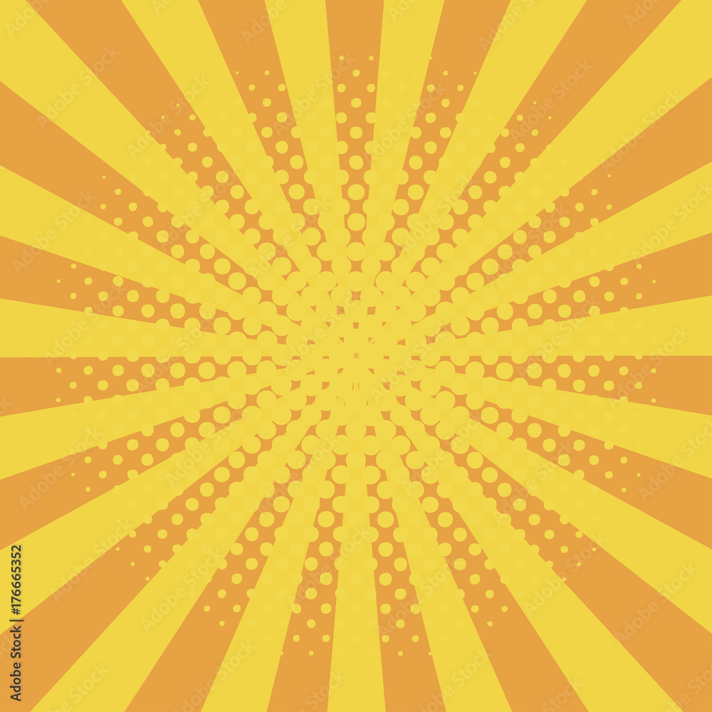 Comic background with halftone effect and sunburst. Comic book elements ...