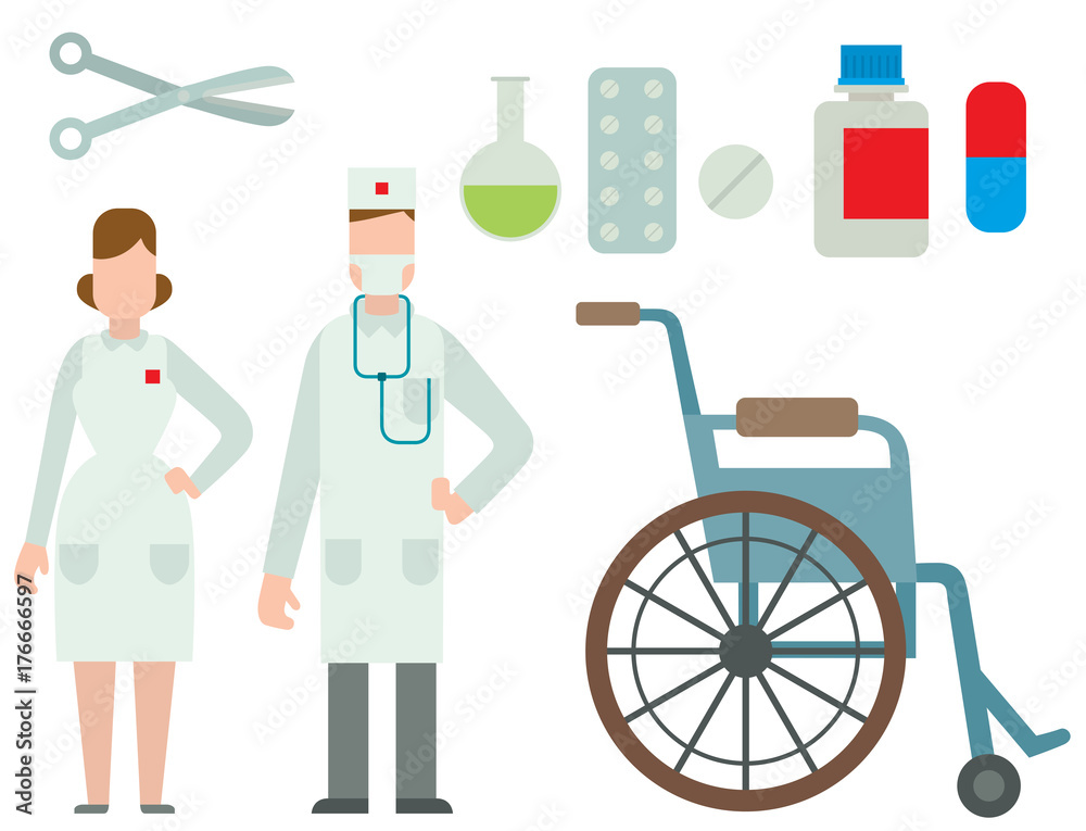 Medical symbols emergency sign cross first sterile hospital bandages ...