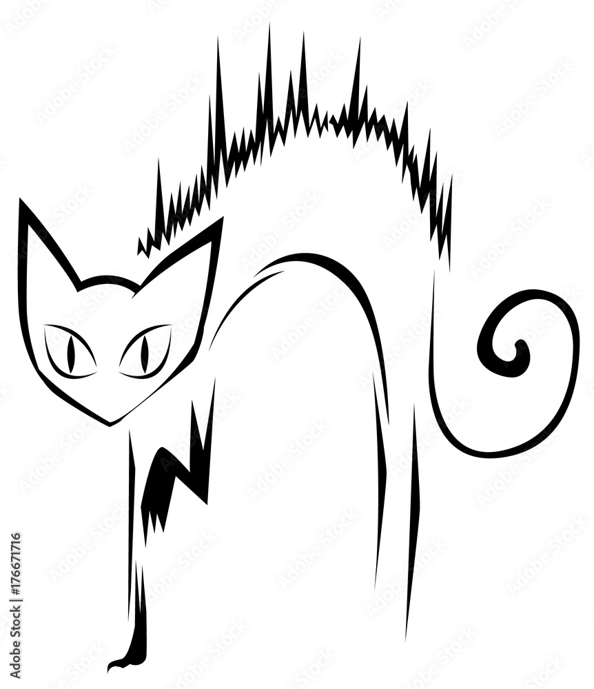 Black Cat Line Stencil Stock Vector | Adobe Stock