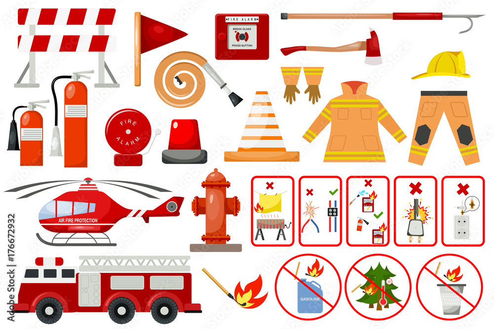 Firefighter elements fire department emergency city safety danger ...