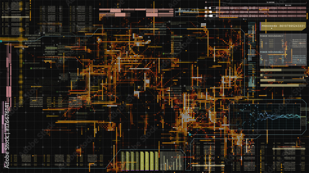 Hi-tech user interface head up display for background computer desktop ...