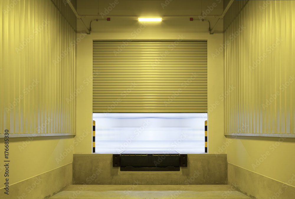 Loading dock consist of roller door or roller shutter and dock leveler ...
