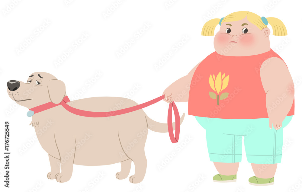 Fat Lady Lost Dog Cartoon