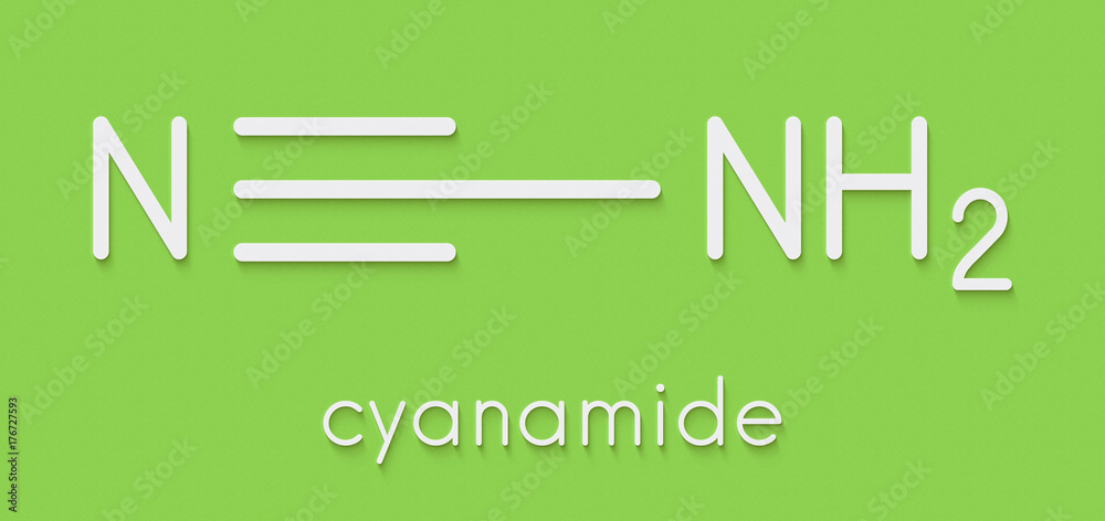 Cyanamide molecule. Used in agriculture and chemical synthesis ...