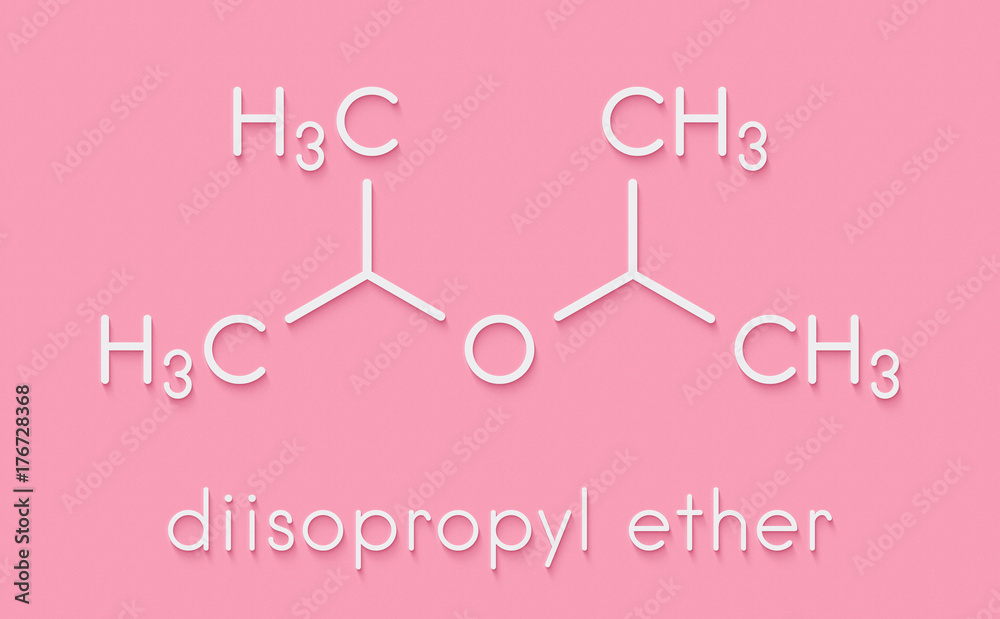 ภาพประกอบสต็อก Diisopropyl ether chemical solvent molecule. Skeletal ...