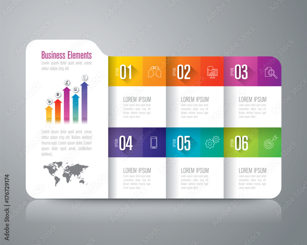 Folder infographics design vector and business icons with 6 options ...