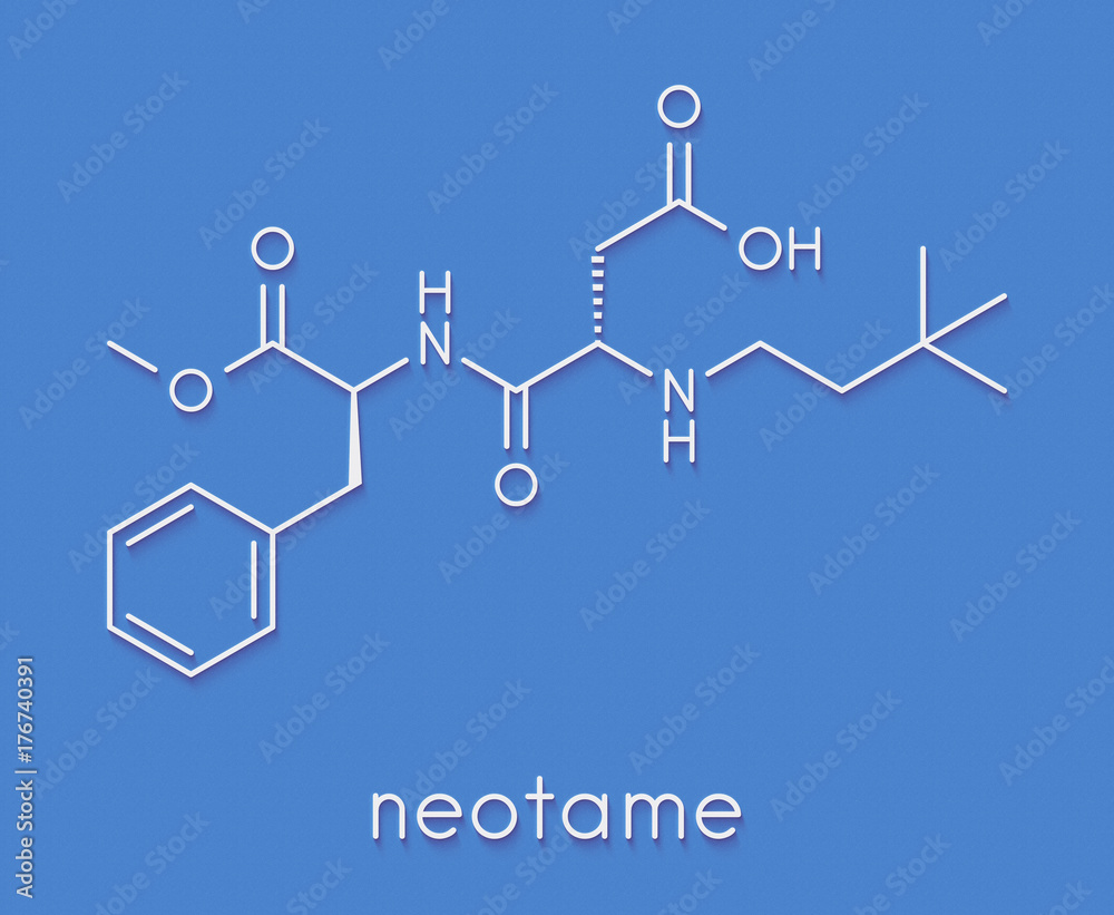 Neotame (E961) sugar substitute molecule. Skeletal formula. Stock ...