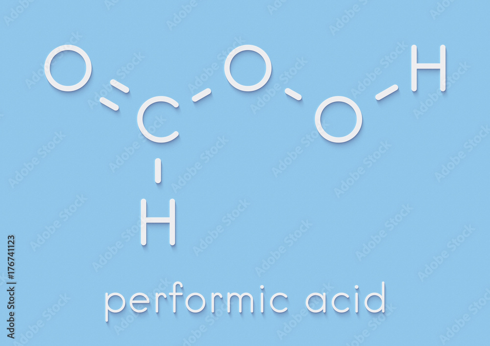 Performic acid (PFA) disinfectant molecule. Used as disinfectant and ...