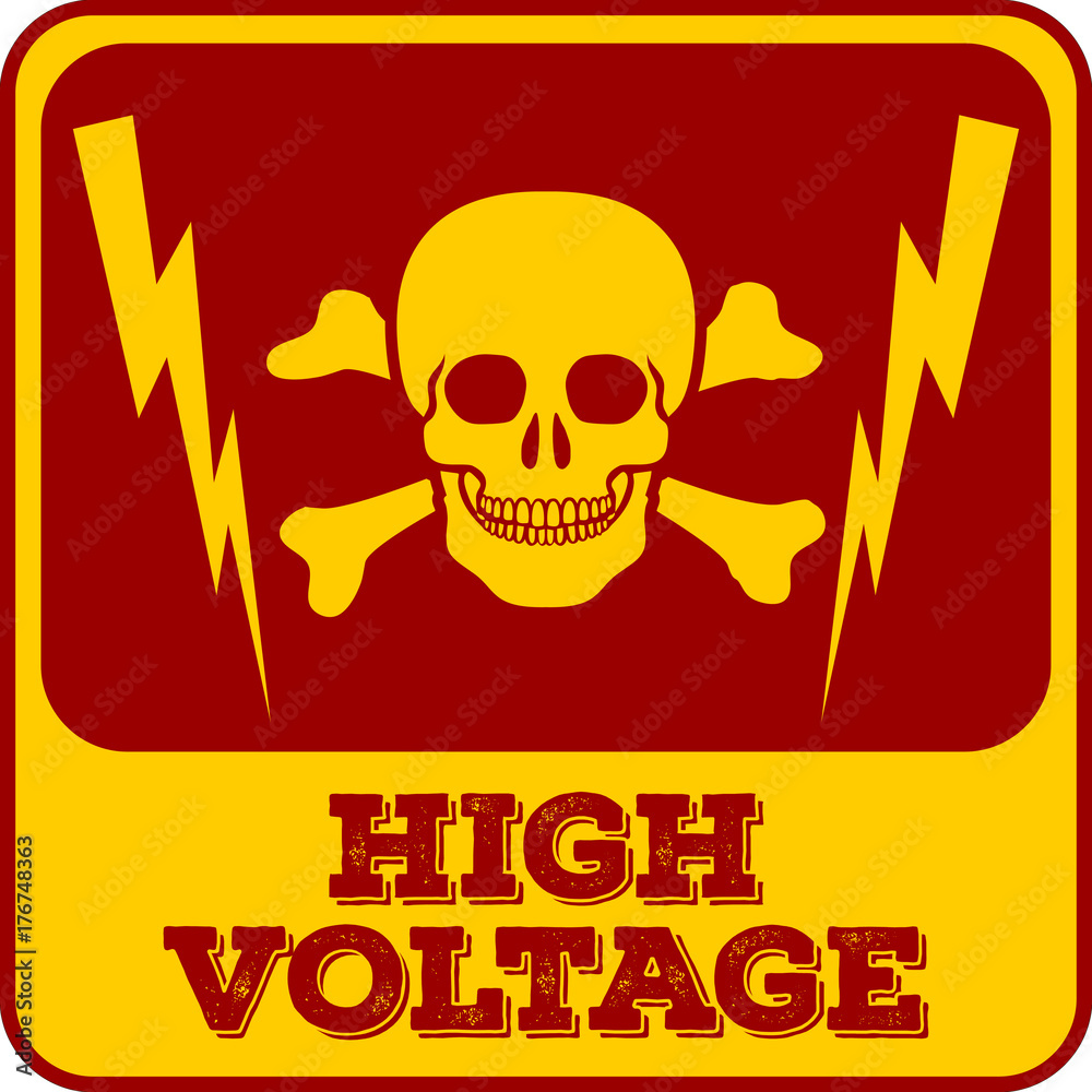 High Voltage sign. Skull and crossbones. Vector illustration Stock ...