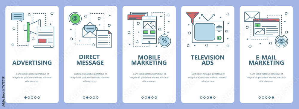 Vector modern thin line flat design advertising concept vertical ...