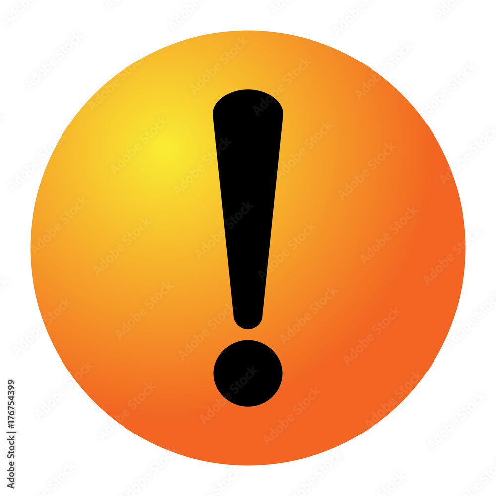 Black and yellow circle warning alert sign vector illustration. Caution ...
