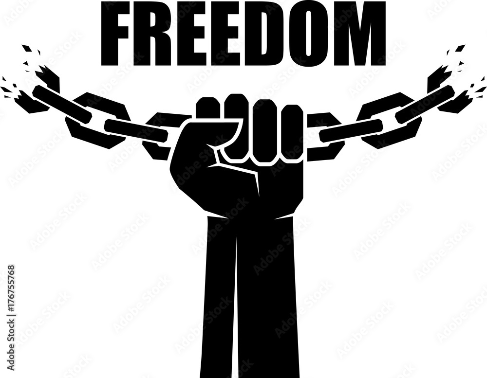 Freedom icon. Human hands and broken chain .Freedom concept. Vector ...