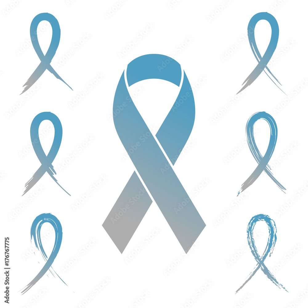 Collection of diabetes awareness ribbon collection with chalk and ink ...