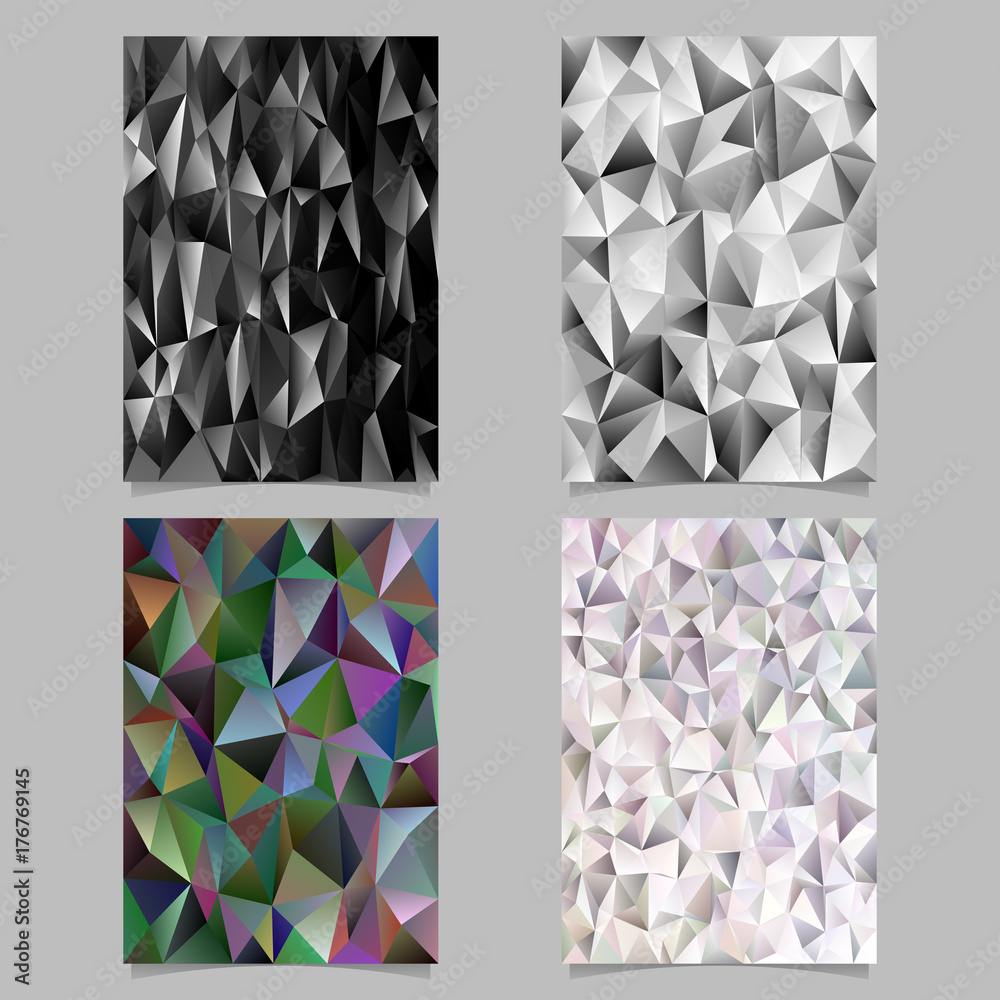 Abstract Geometrical Irregular Triangle Tile Mosaic Flyer Template Set