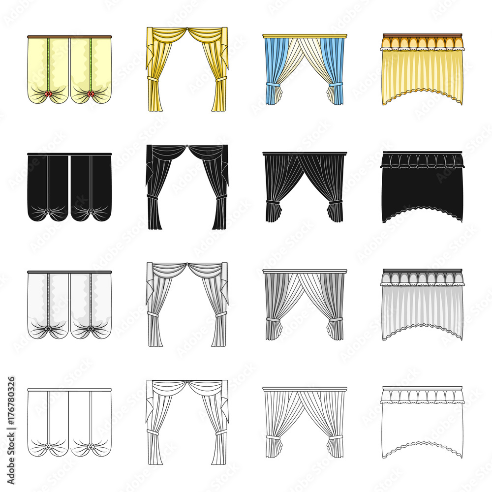 Curtains, lambrequins, ralets, and other web icon in cartoon style ...
