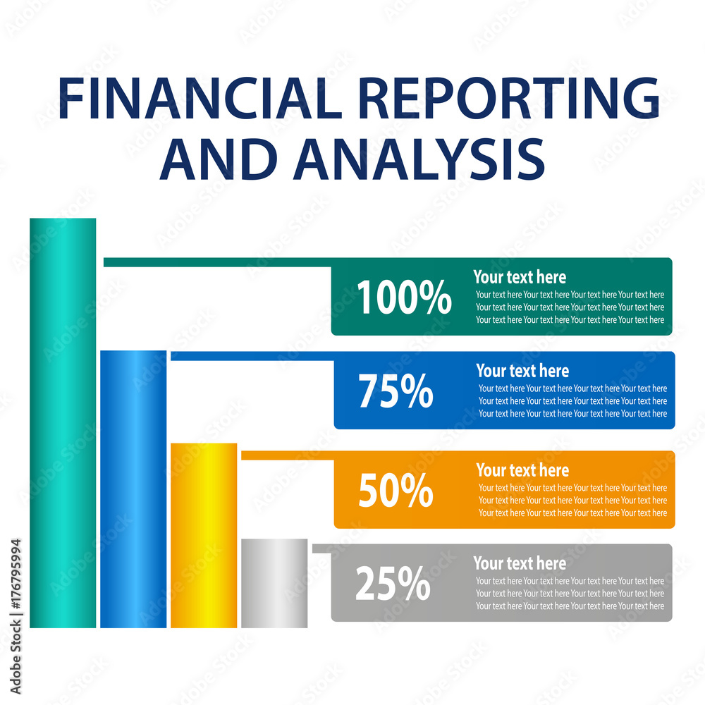 Financial Reporting And Analysis, green process icon with bar chart ...