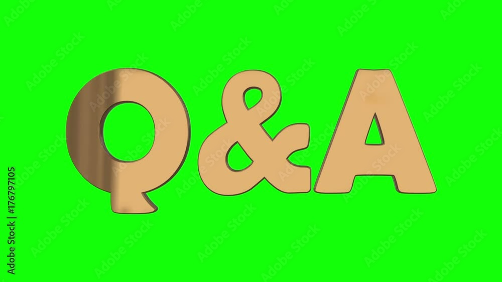 Questions and answers concept gold Q and A text on green screen chroma ...