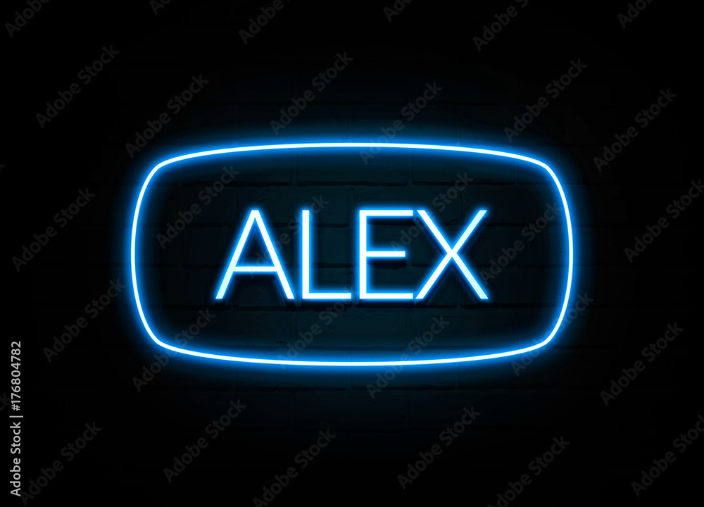 Alex - colorful Neon Sign on brickwall Stock Illustration | Adobe Stock
