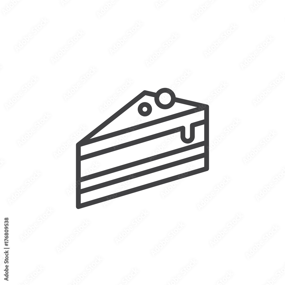 Piece of cake line icon, outline vector sign, linear style pictogram ...