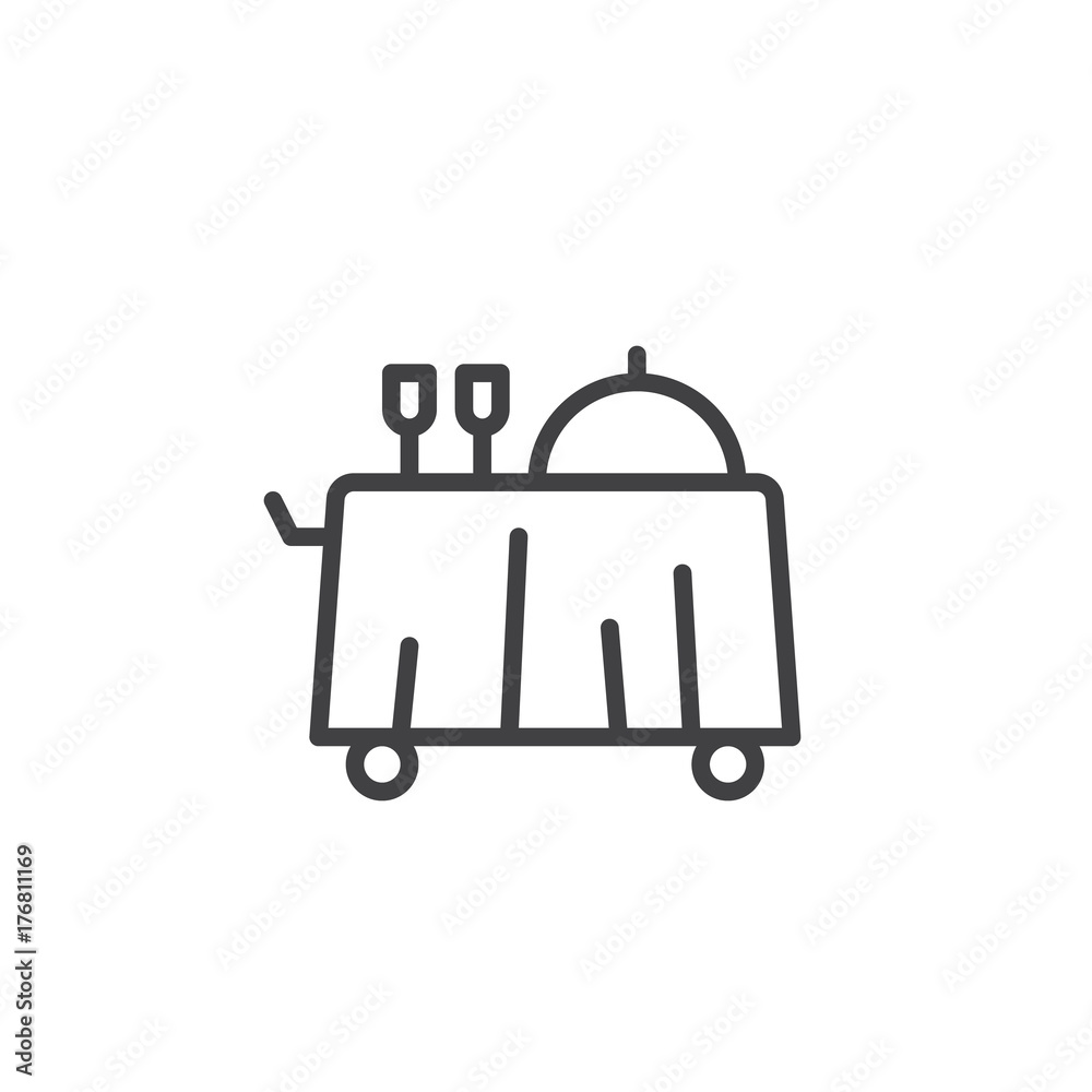 Breakfast room service line icon, outline vector sign, linear style ...
