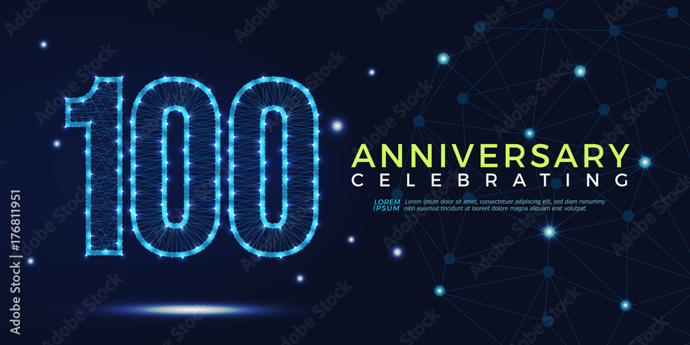 100 years anniversary celebrating numbers vector abstract polygonal ...