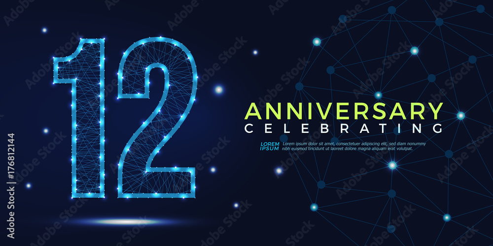 12 years anniversary celebrating numbers vector abstract polygonal ...