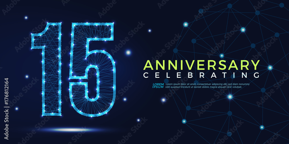 15 years anniversary celebrating numbers vector abstract polygonal ...