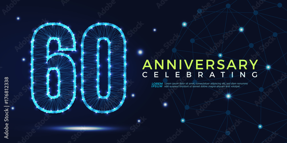 60 years anniversary celebrating numbers vector abstract polygonal ...