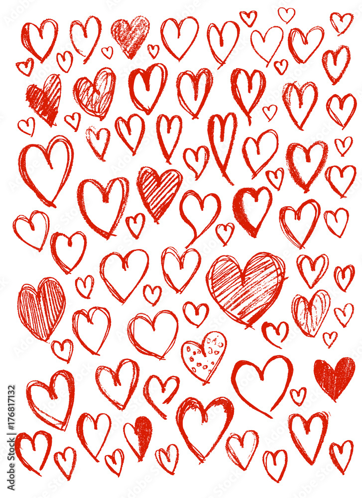 Hand drawn heart isolated. Vector sketch black and white illustration ...