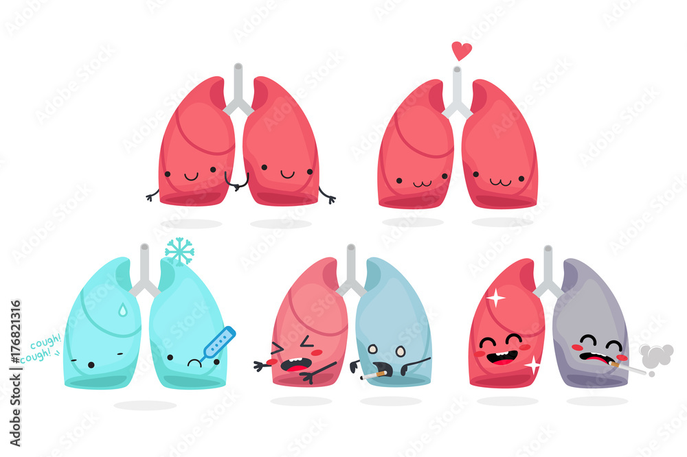 Cute lungs vector characters Stock Vector | Adobe Stock