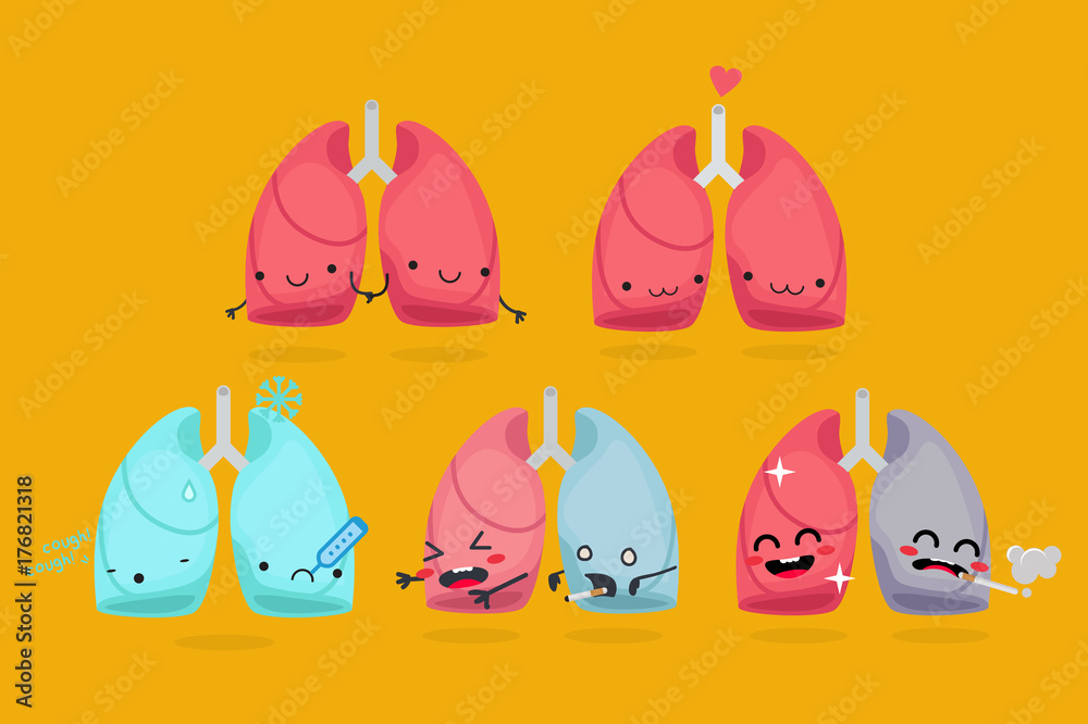 Cute lungs vector characters Stock Vector | Adobe Stock