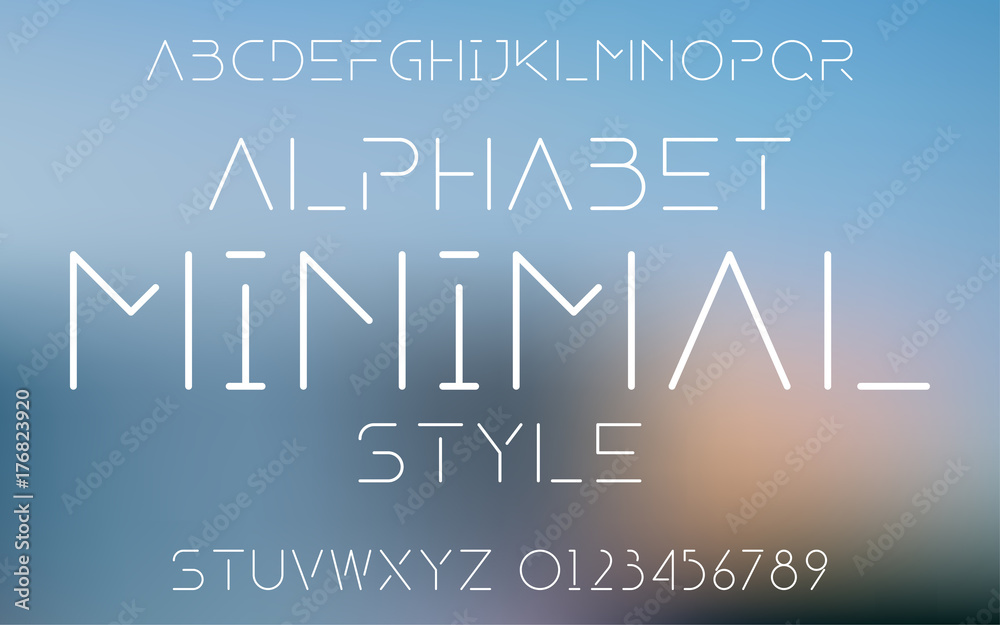 Decorative minimal alphabet vector fonts and numbers.Typography design ...