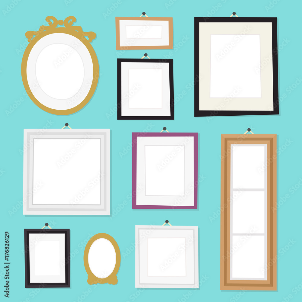 Vintage cartoon photo picture frame template. Flat design modern vector ...