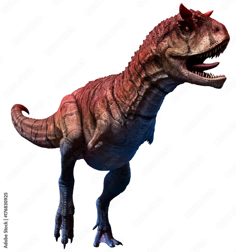 Poster Carnotaurus sastrei from the Cretaceous era 3D illustration ...