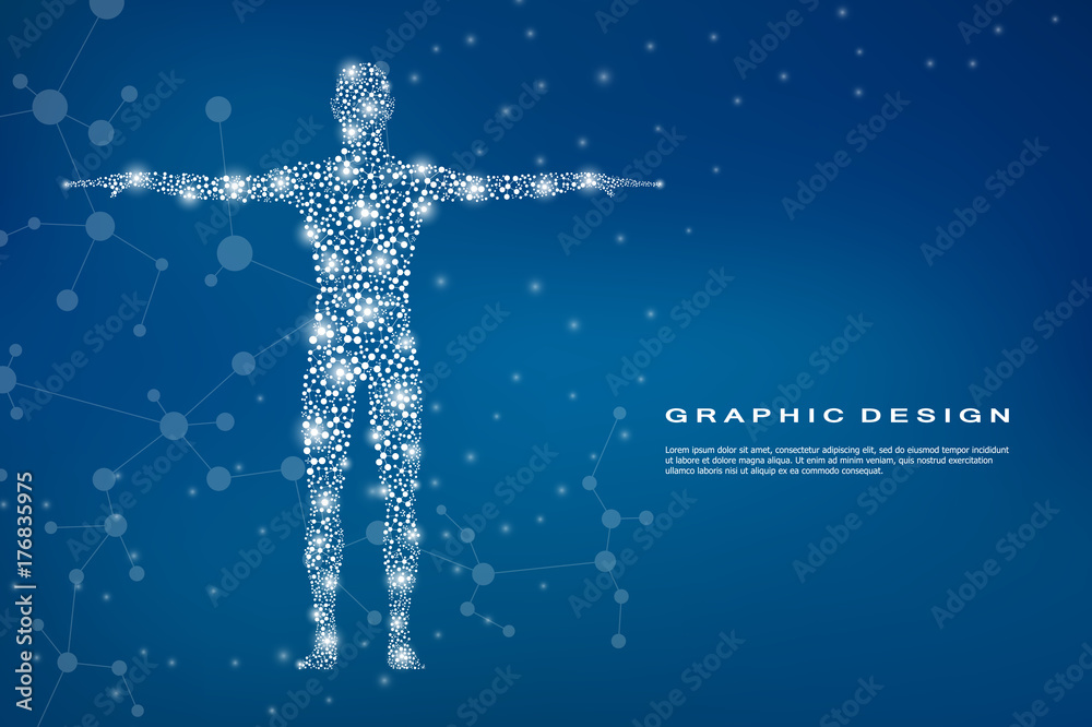 Abstract human body with molecules DNA. Medicine, science and ...