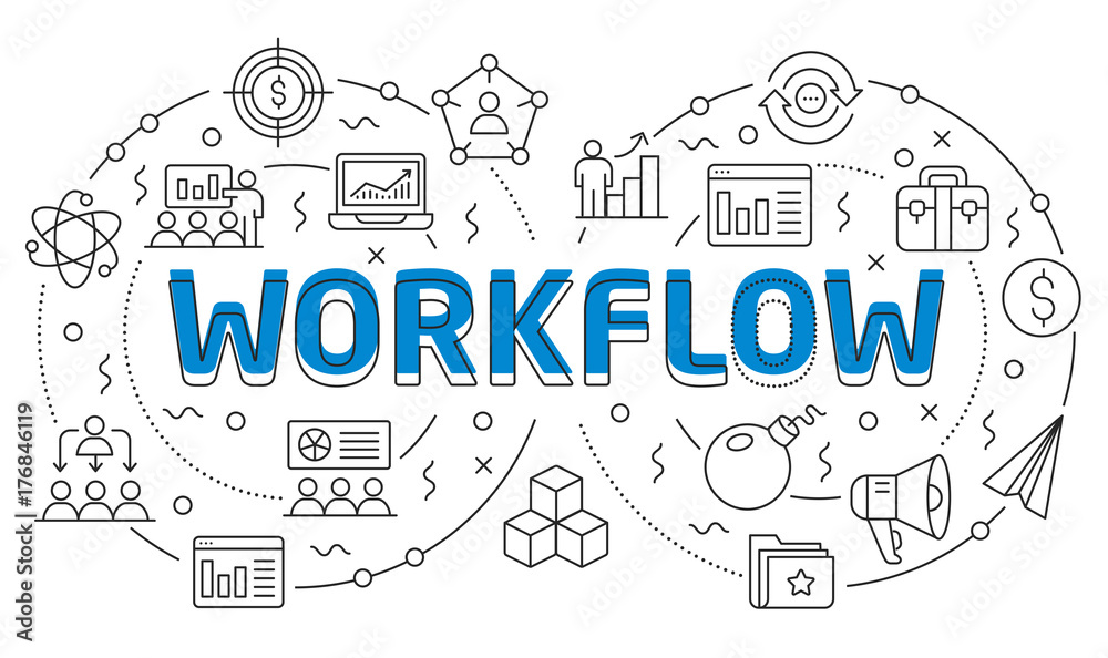 Linear illustration slide for the presentation workflow Stock Vector ...