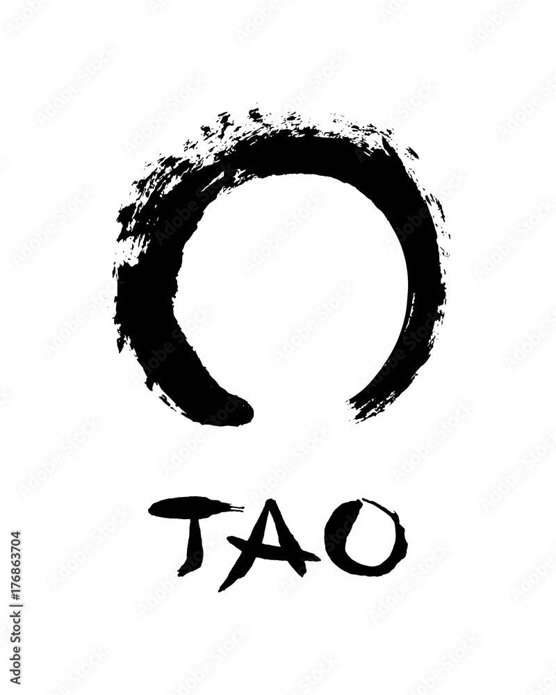 Enso open circle and lettering "Tao". Buddhist symbol for the never ...