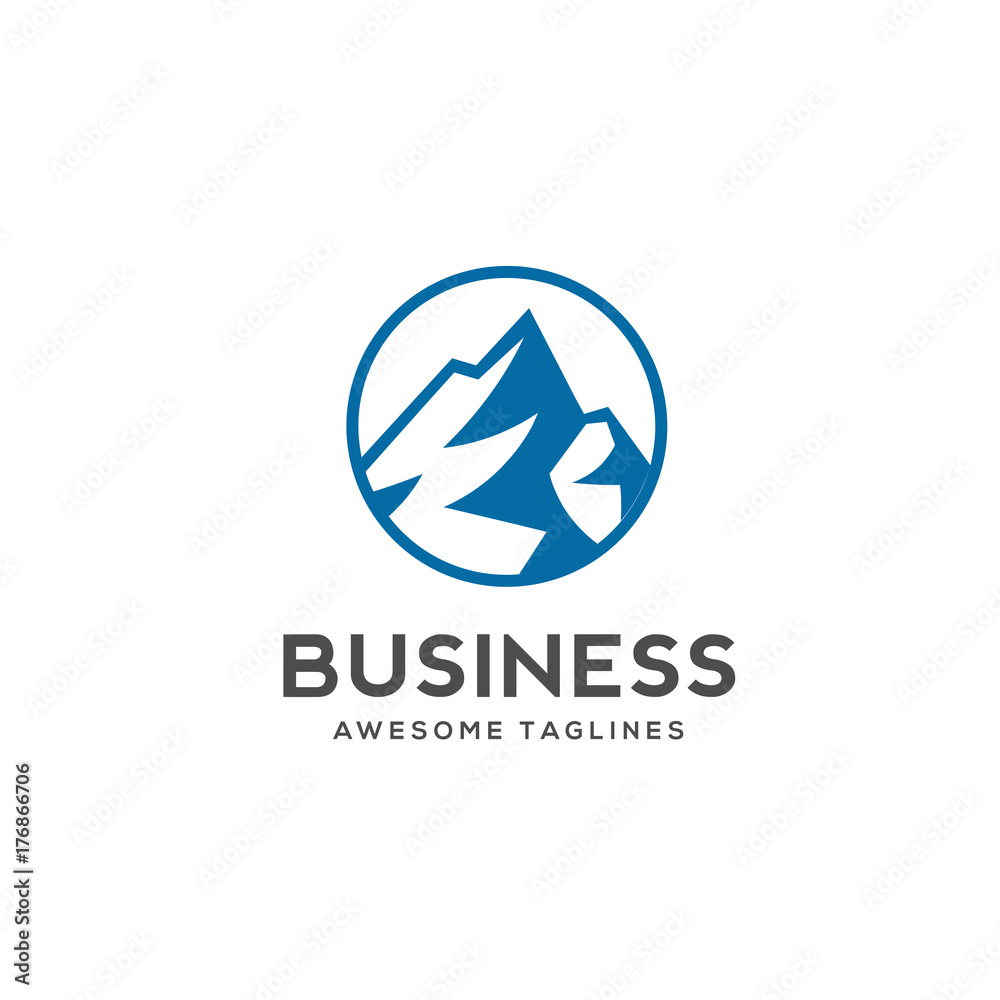blue Mountain icon Logo Business Template Vector, mountain in circle ...