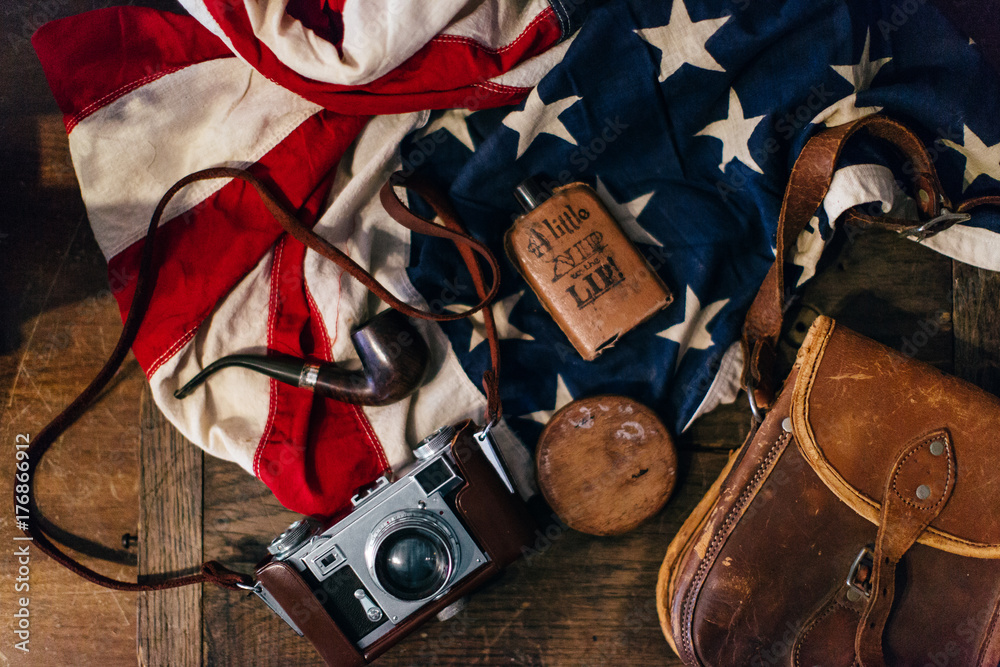 Vintage American items / symbols Stock Photo | Adobe Stock