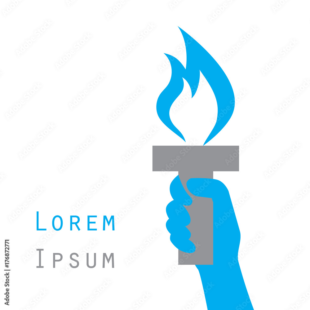 Hand with flaming torch logo background Stock Vector | Adobe Stock