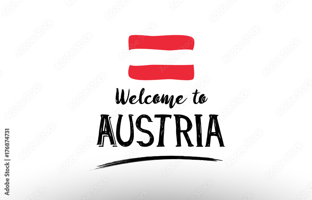 welcome to austria country flag logo card banner design poster Stock ...