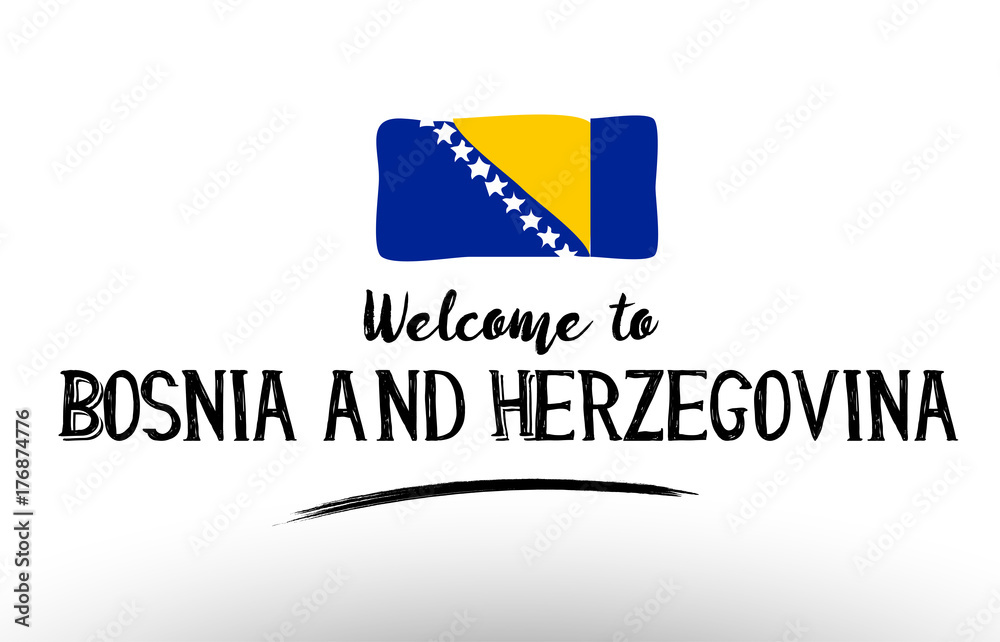 welcome to bosnia and herzegovina country flag logo card banner design ...