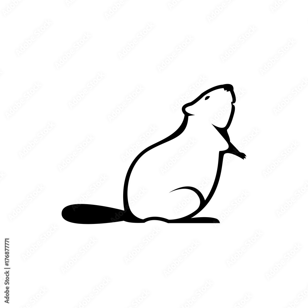 Vector beaver silhouette view side for retro logos, emblems, badges ...
