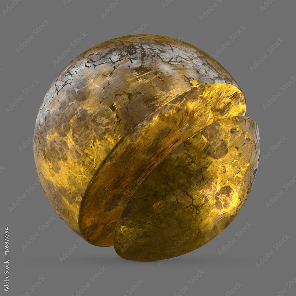 Damaged natural gold Stock 3D asset | Adobe Stock