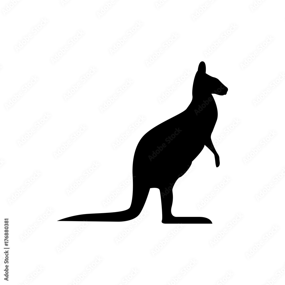 Vector kangaroo silhouette view side for retro logos, emblems, badges ...