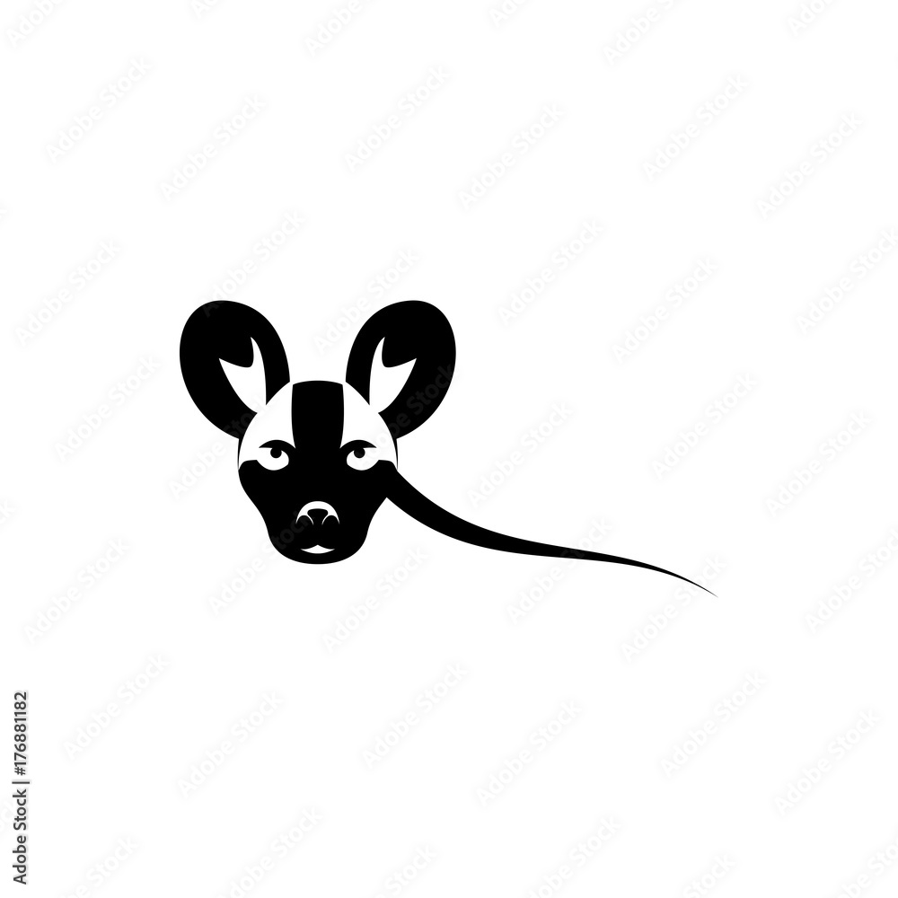 Vector lycaon head, face for retro logos, emblems, badges, labels ...