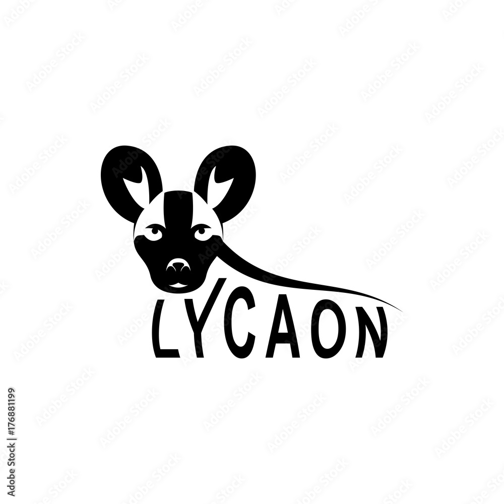 Vector lycaon head, face for retro logos, emblems, badges, labels ...